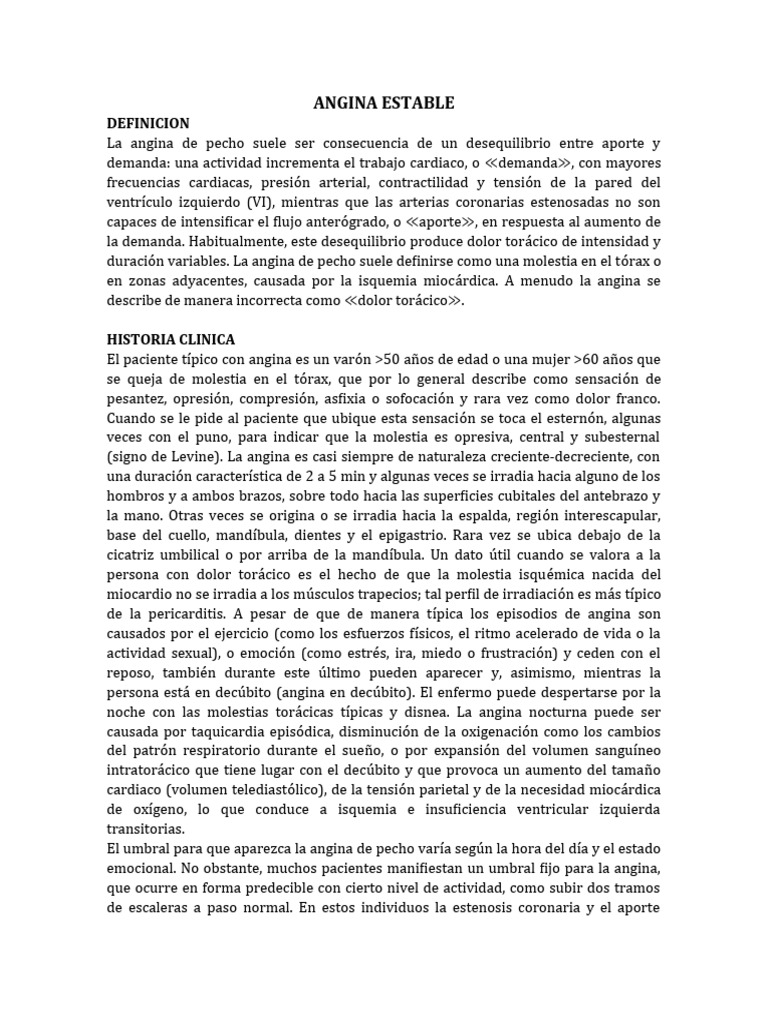 Angina Estable y Sindrome Coronario Agudo | PDF | Isquemia | Infarto de miocardio