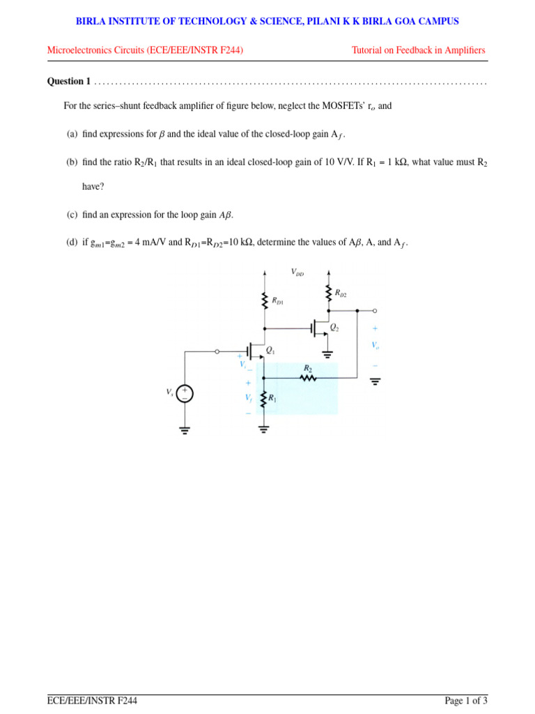Tutorial 5 | PDF | Amplifier | Analog Circuits