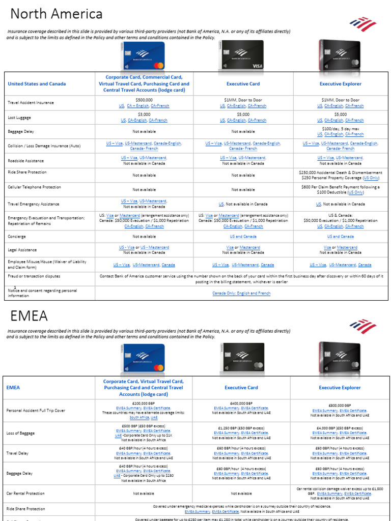 Global Insurance Benefits Matrix | Download Free PDF | Visa Inc ...