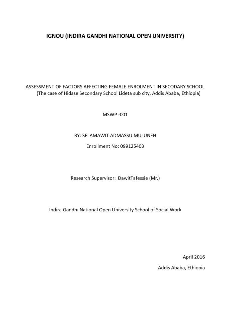 Selamawit Admassu | PDF | Literacy | Female Education