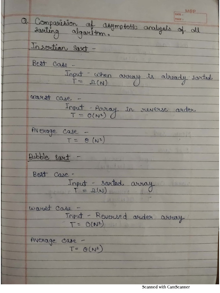 Comparison of Asymptotic Analysis of All Sorting Algorithm | PDF