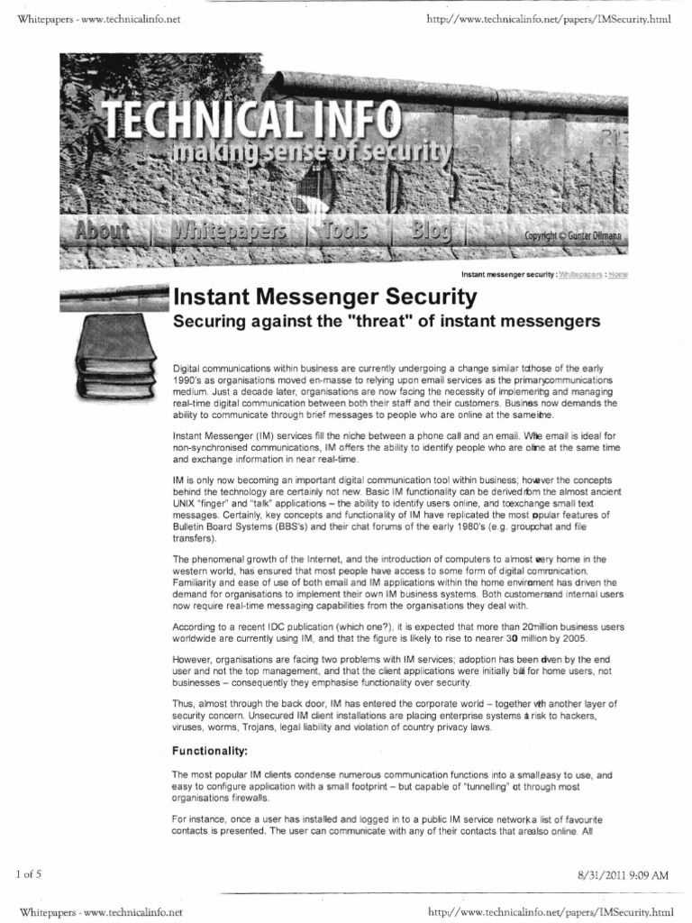 Instant Messenger Security: Securing Against The "Threat" of Instant ...