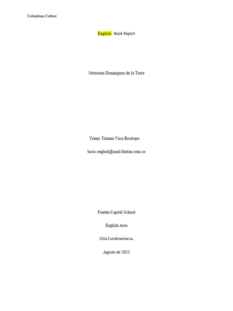 English-Book Report | PDF | General Fiction