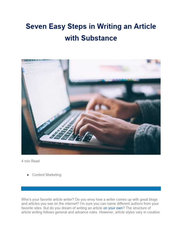 Seven Easy Steps in Writing An Article With Substance | PDF ...