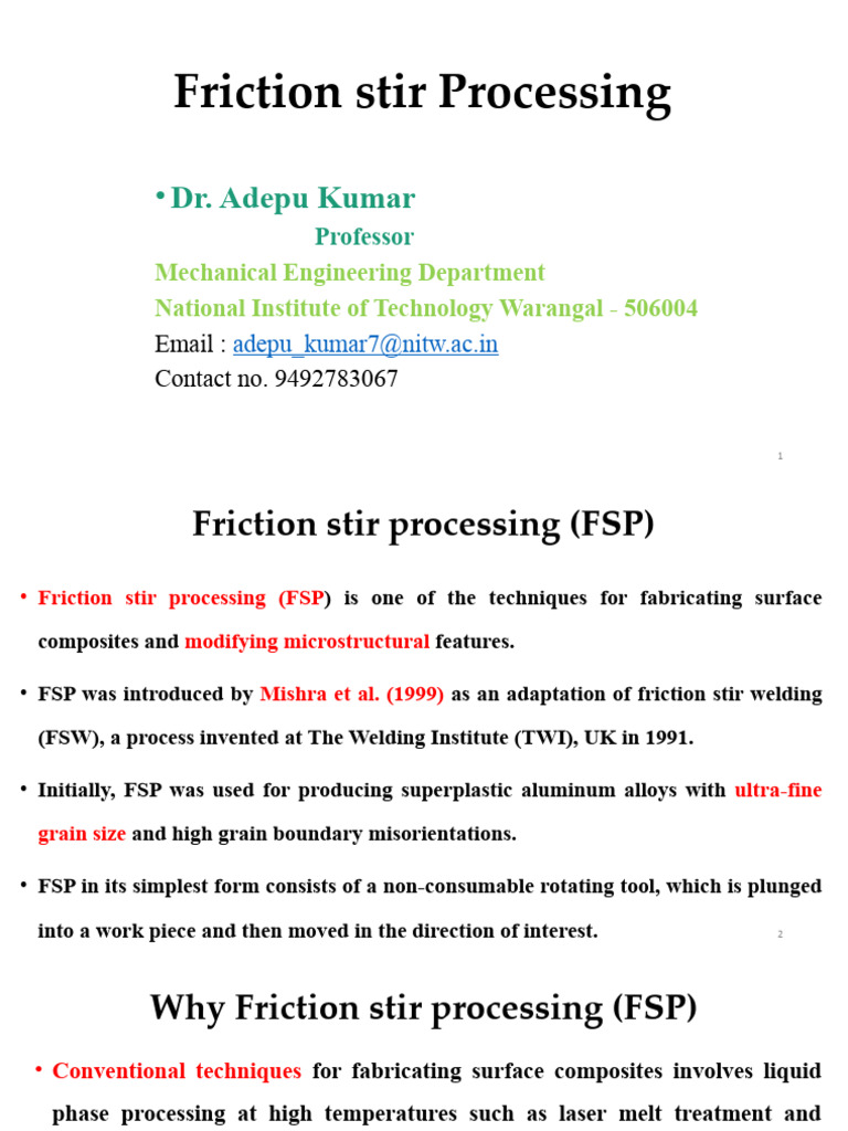 Friction Stir Processing Overview | PDF | Composite Material | Physical ...