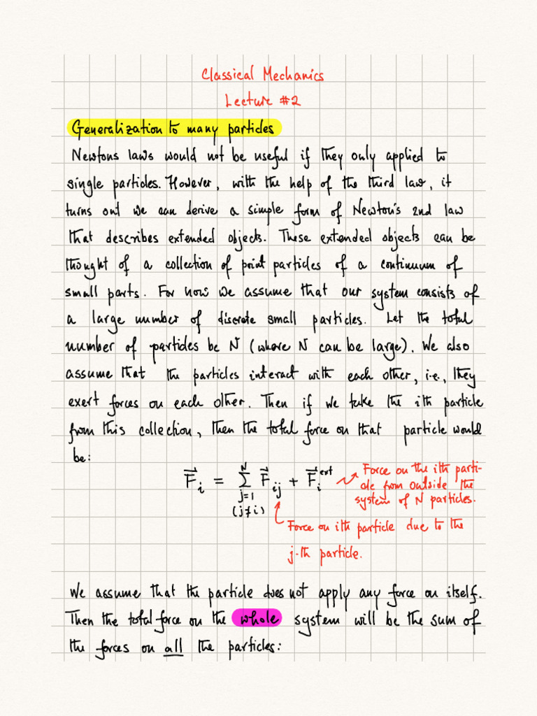 Classical Mechanics Lecture 2 | PDF | Force | Newton's Laws Of Motion