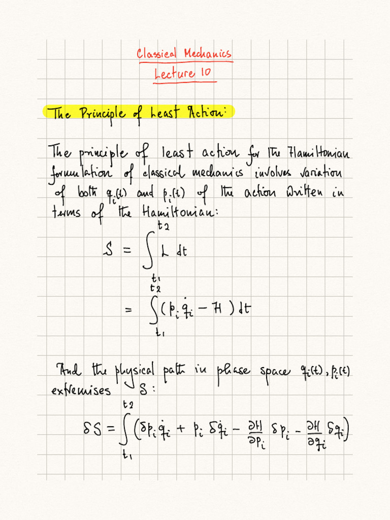 Classical Mechanics - Lecture 10 | PDF | Hamiltonian Mechanics ...