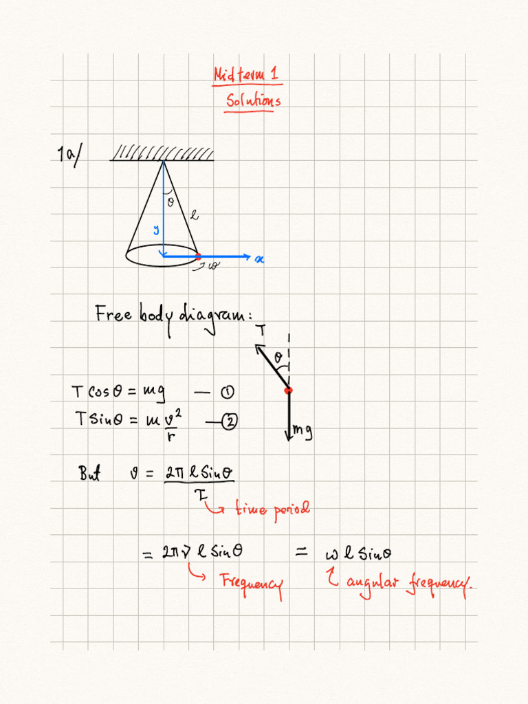 Physics Midterm 1 Solutions | PDF