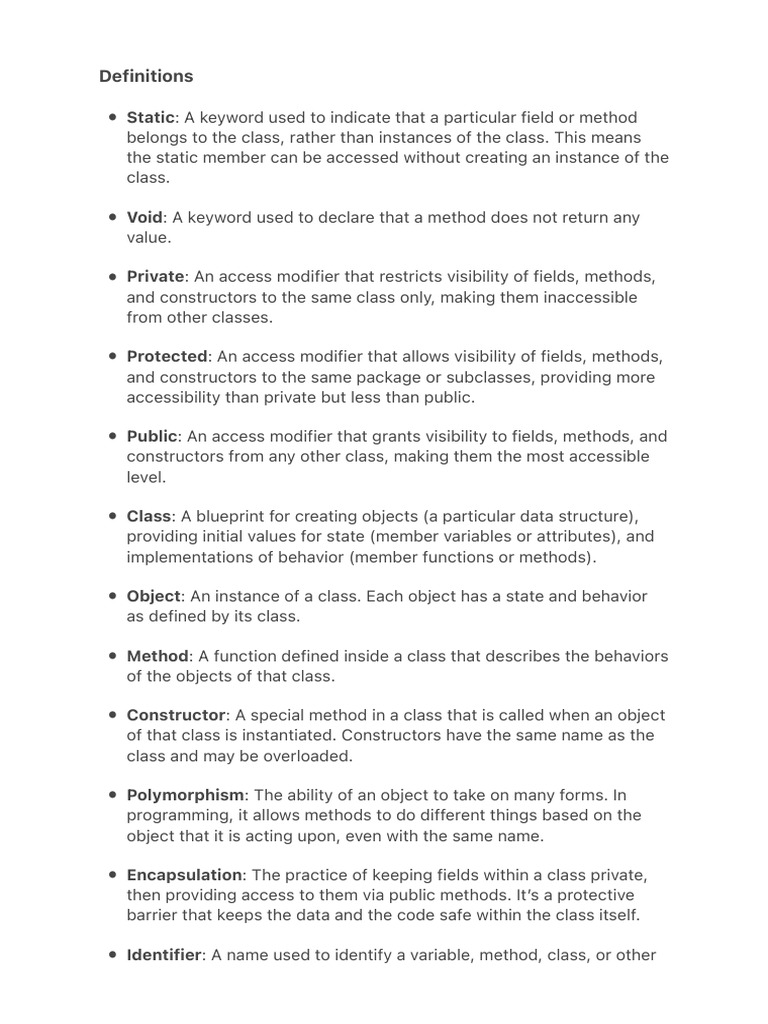 Oop Notes Pdf Method Computer Programming Class Computer Programming