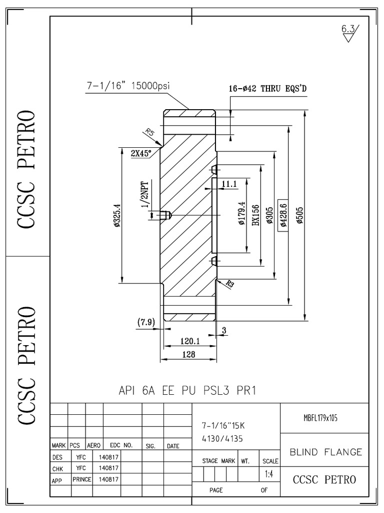 Blind Flange 7-1-16 15k | PDF