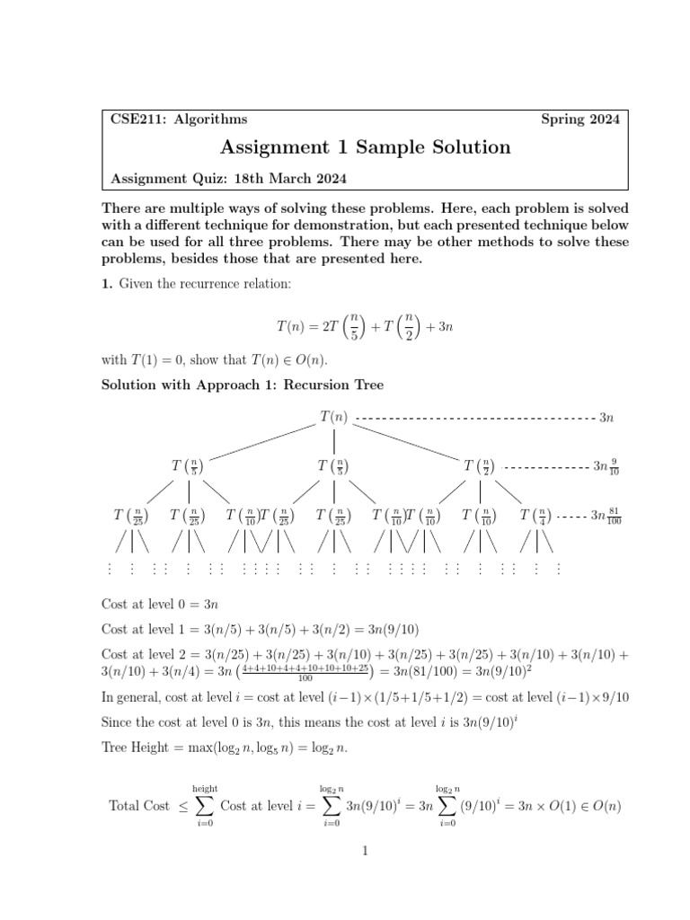 Algorithm Quiz Topics For Cse Students (On Recurrence Relation) | PDF | Mathematics ...
