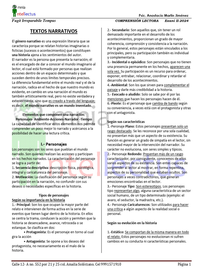 Tipos de Textos Exani 2 Alumnos - 123616 | PDF | Narración | Hora