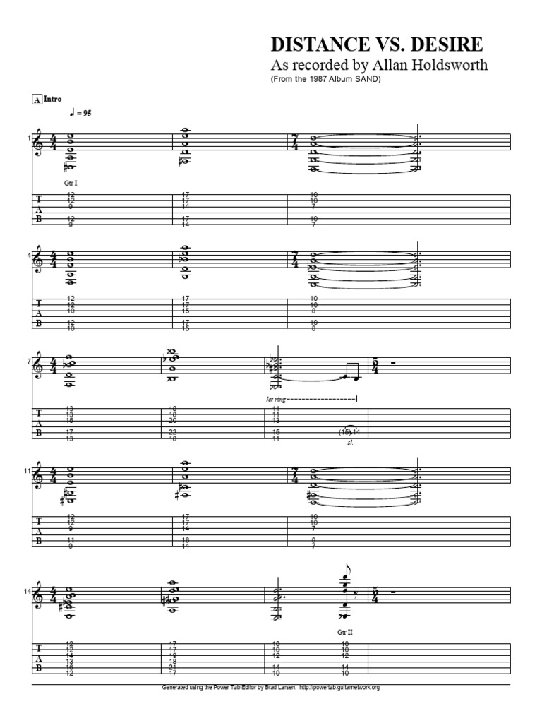 Distance vs. Desire - Guitar Tab | PDF