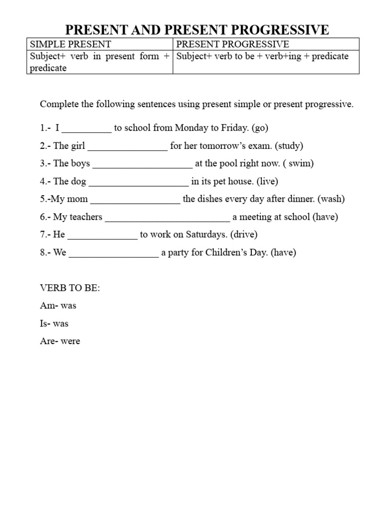 Simple Present and Present Progressive | PDF | Language Arts & Discipline