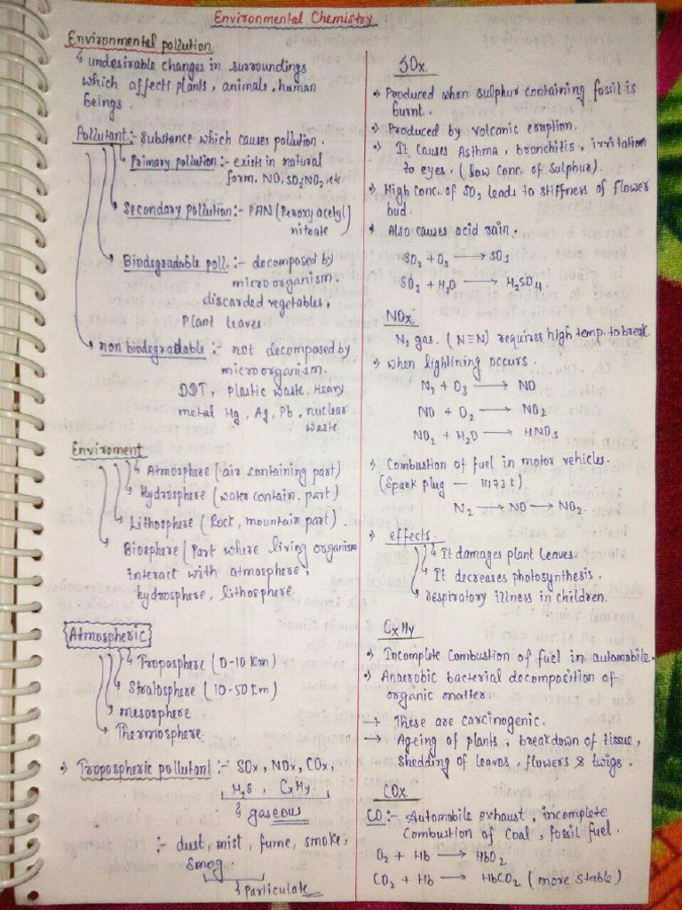 Environmental Chemistry Short Notes | PDF
