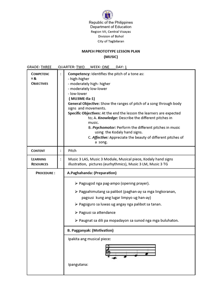 Republic of The Philippines Department of Education Region VII, Central Visayas Division of ...