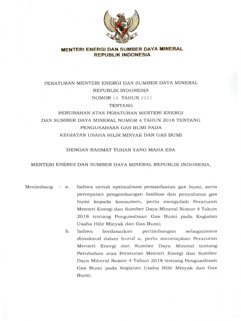 Permen ESDM No. 19 Tahun 2021 | PDF