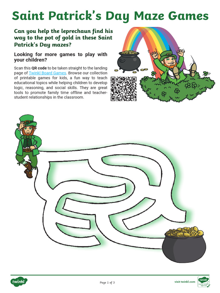 Saint Patricks Day Maze Game | PDF | Social Science