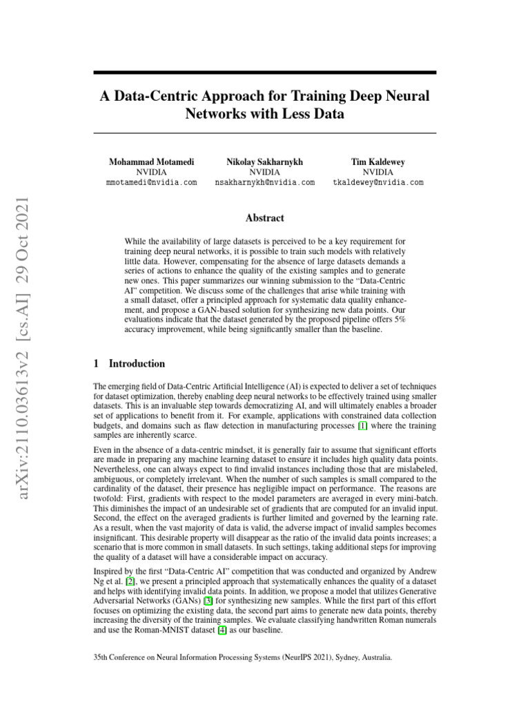 A Data-Centric Approach For Training Deep Neural | PDF | Artificial Intelligence | Intelligence ...