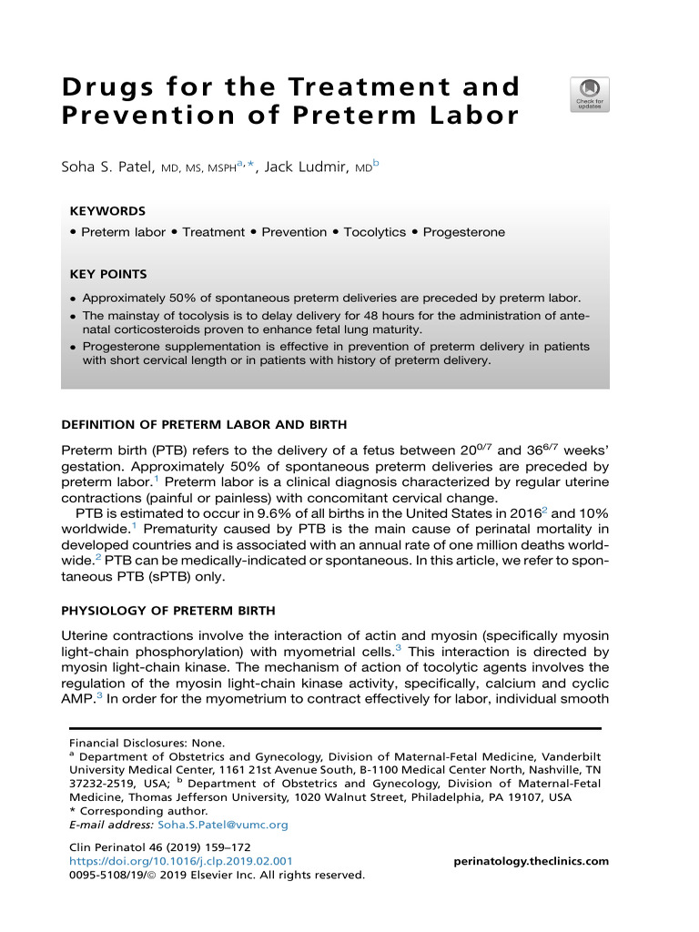 Drugs For The Treatment and | PDF | Preterm Birth | Childbirth
