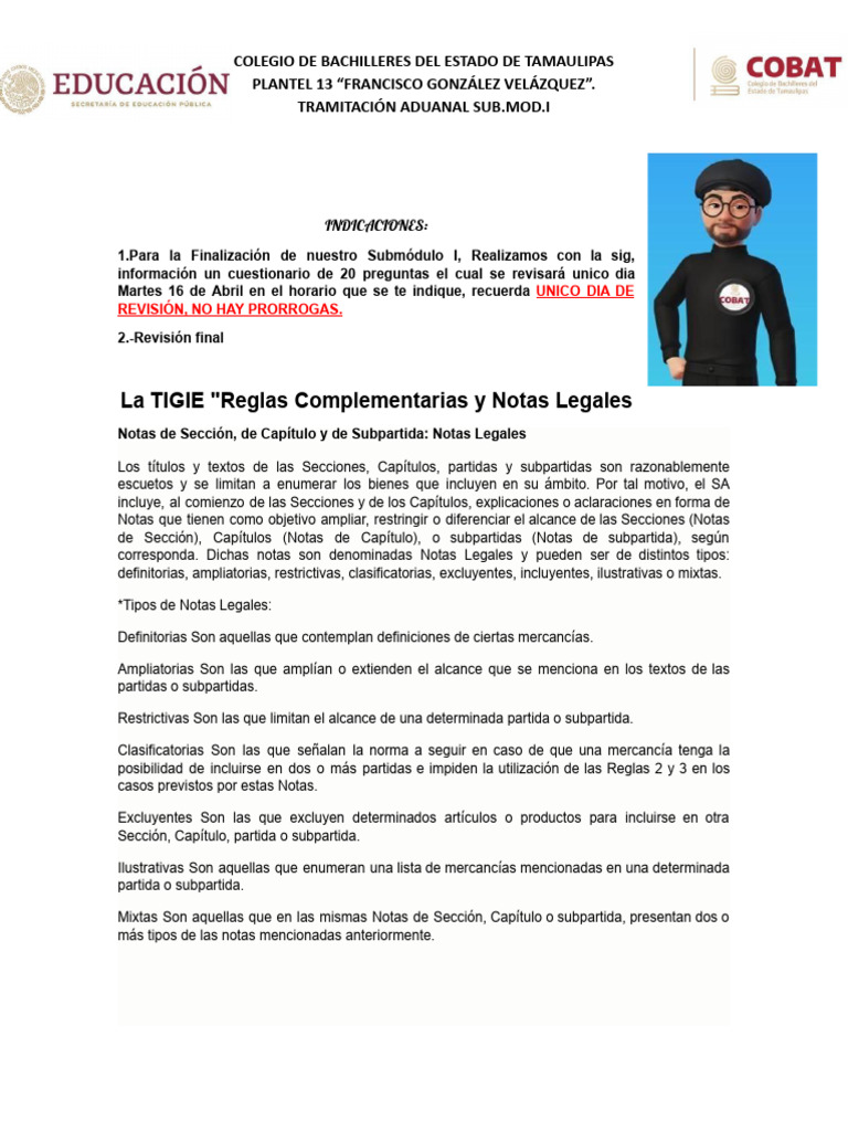 Tramitacion 4to "La TIGIE - Reglas Complementarias y Notas Legales ...