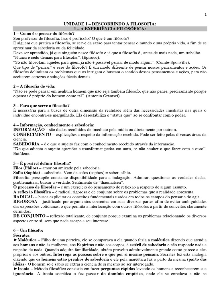 Resumo Livro Filosofando Versão Completa Aluno | Download grátis PDF ...