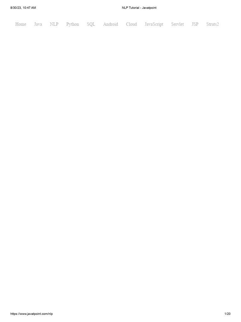 NLP Tutorial - Javatpoint | PDF | Part Of Speech | Parsing