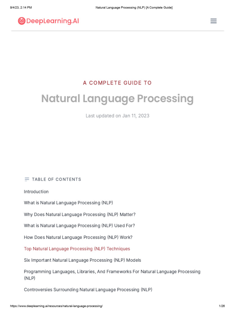 Natural Language Processing (NLP) (A Complete Guide) | PDF | Deep ...
