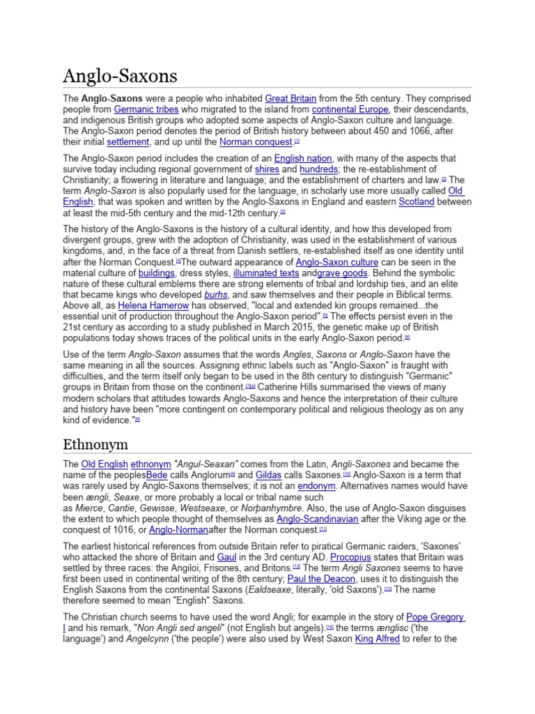 Anglo-Saxon History & Culture Overview | PDF | Anglo Saxons | Wessex