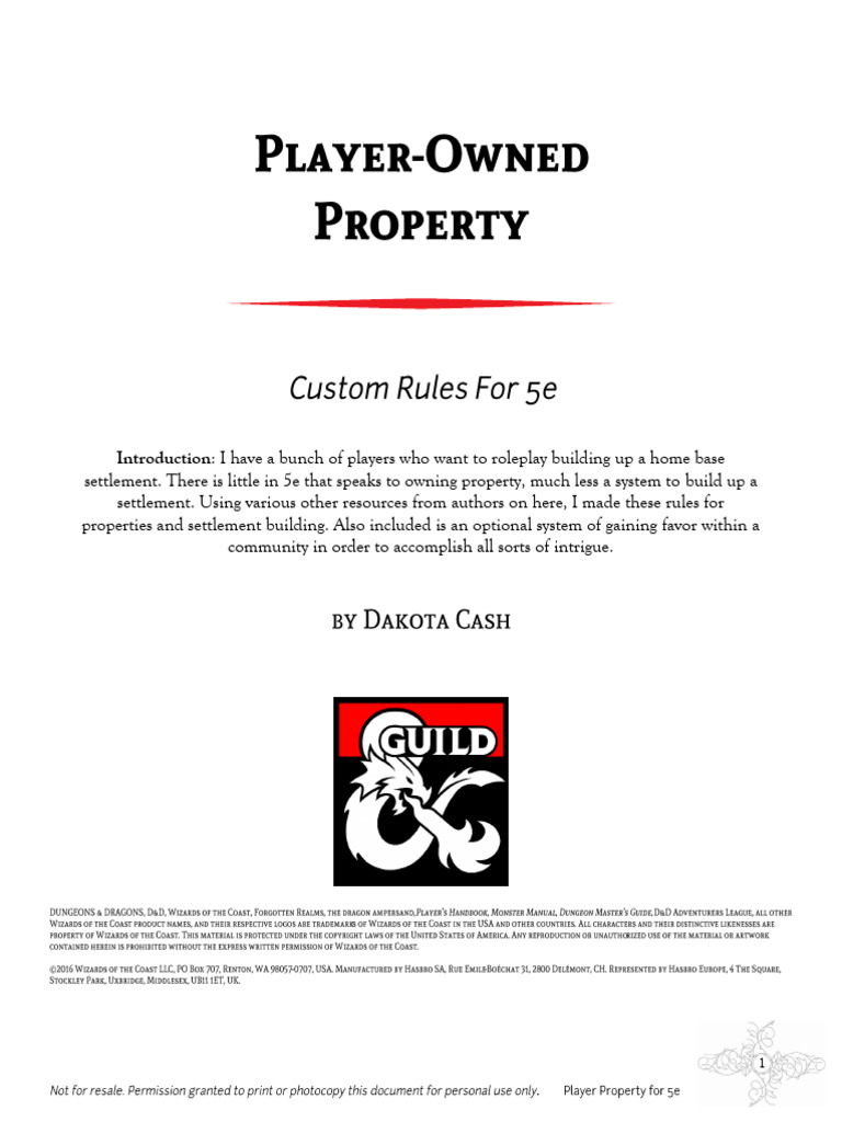 Property Rules for 5e Settlements | PDF | Mining | Taxes