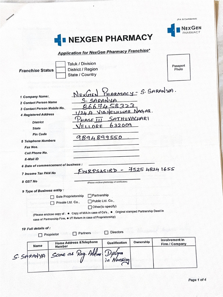 NexGen - Vellore Application Form | PDF