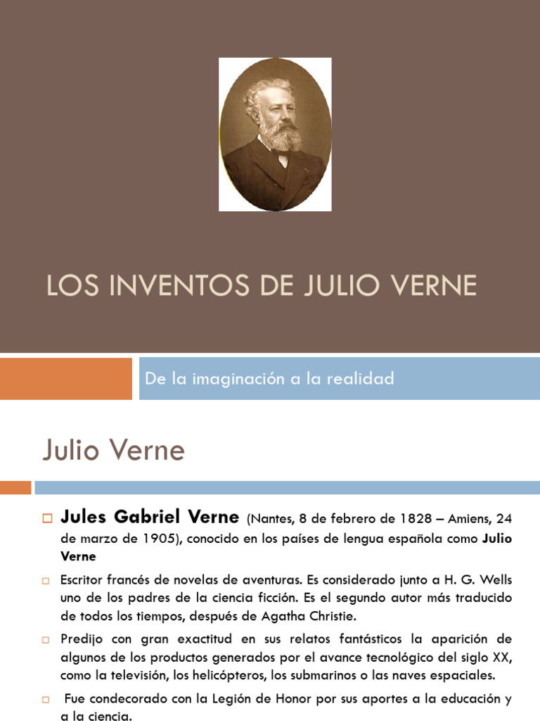 Visionario Julio Verne y sus inventos | PDF | Julio Verne