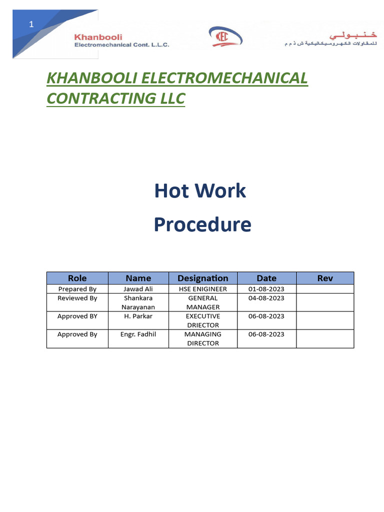 KEC Hot Work Procedure 0004 REV 000 | Download Free PDF | Welding | Construction
