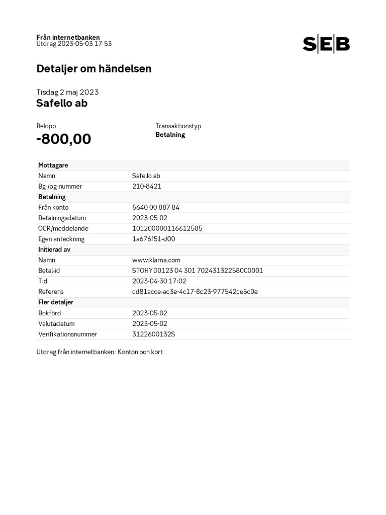 SEB Utskrift | PDF
