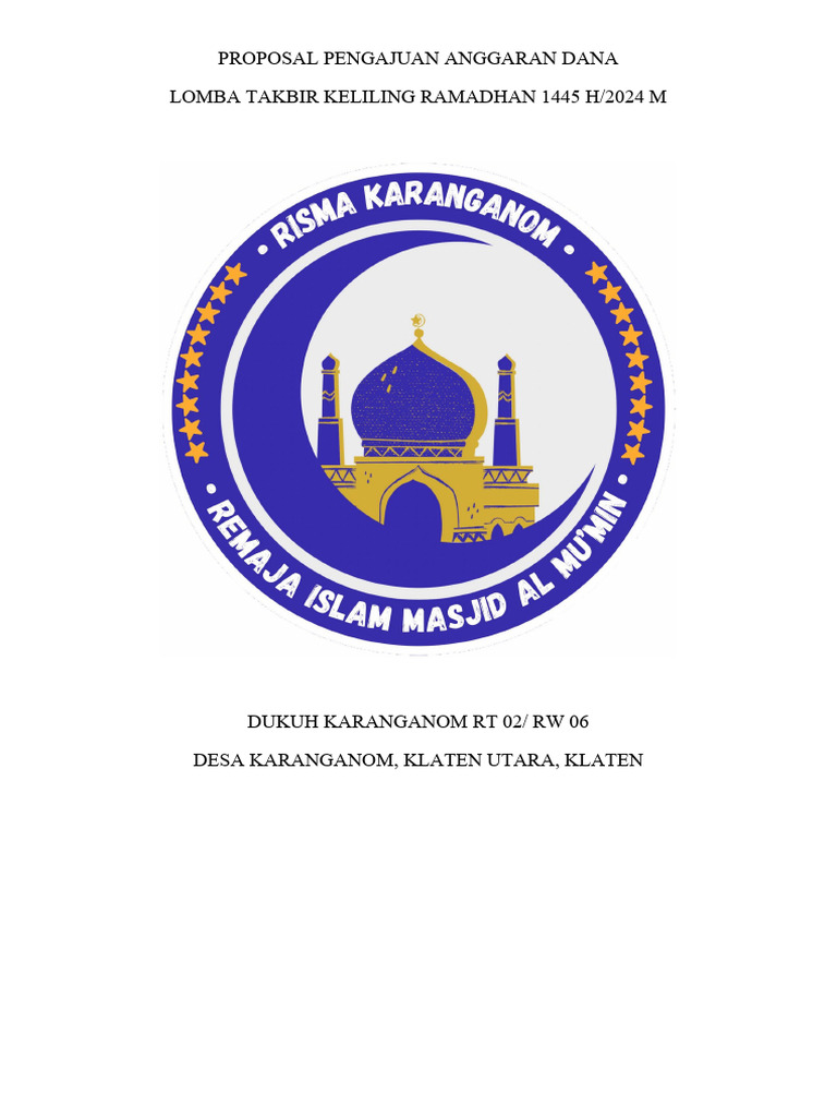 PROPOSAL PENGAJUAN ANGGARAN DANA 1445 H | PDF