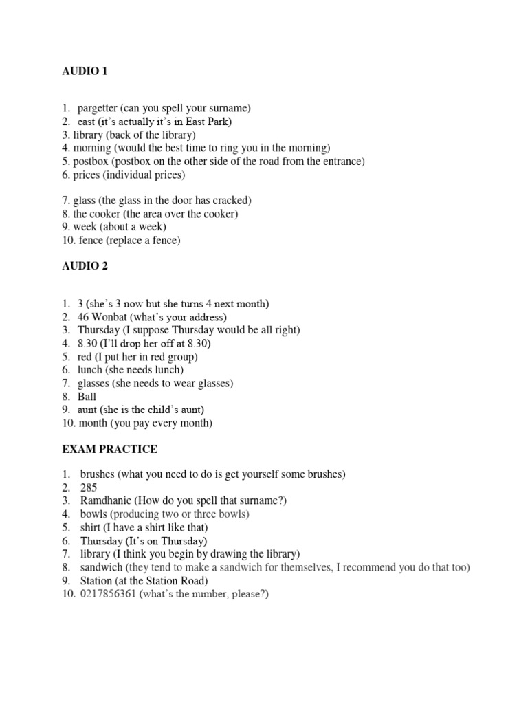 Listening Homework Exercises | PDF