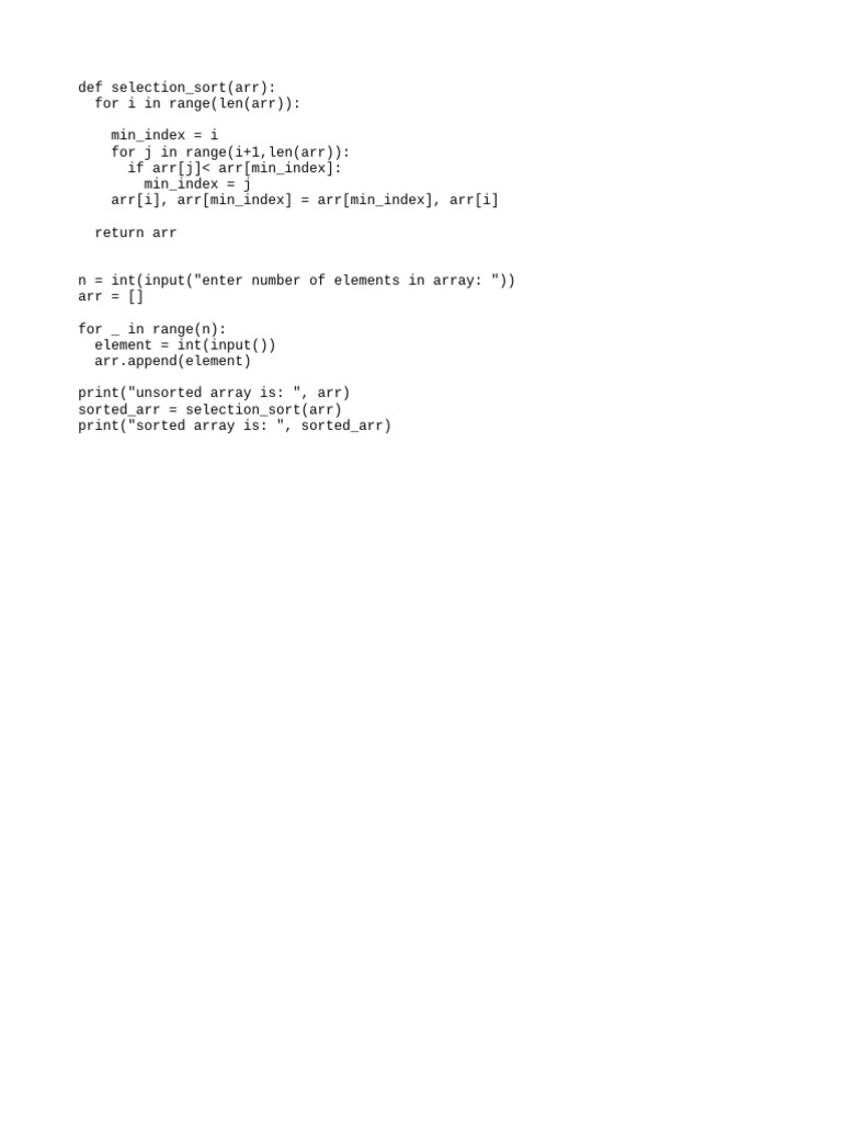 Python Selection Sort Example | PDF | Teaching Methods & Materials