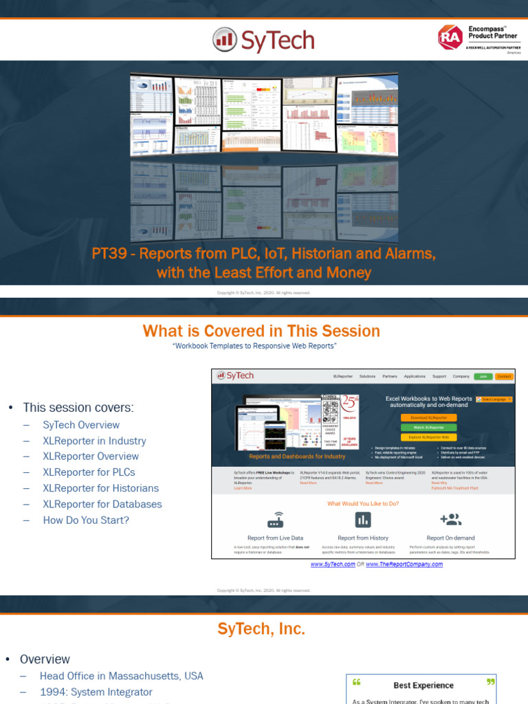 SyTech PT39 - Reports From PLC IoT Historian and Alarms With The Least Effort and Money ...