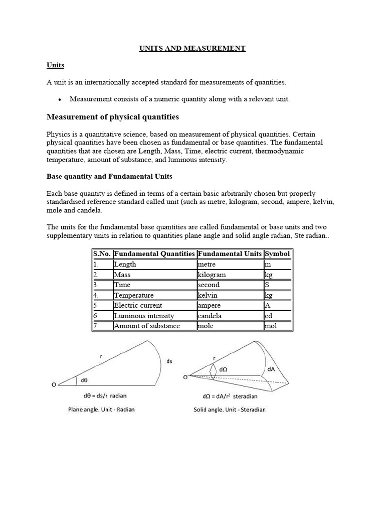 Units and Measurement-Notes | PDF | Significant Figures | International ...