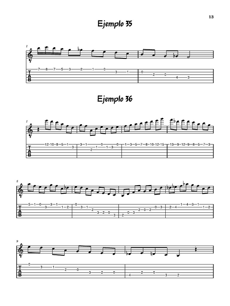 Joe Pass Line Dominant 7th Chords Ejemplos 35 A 36 | PDF