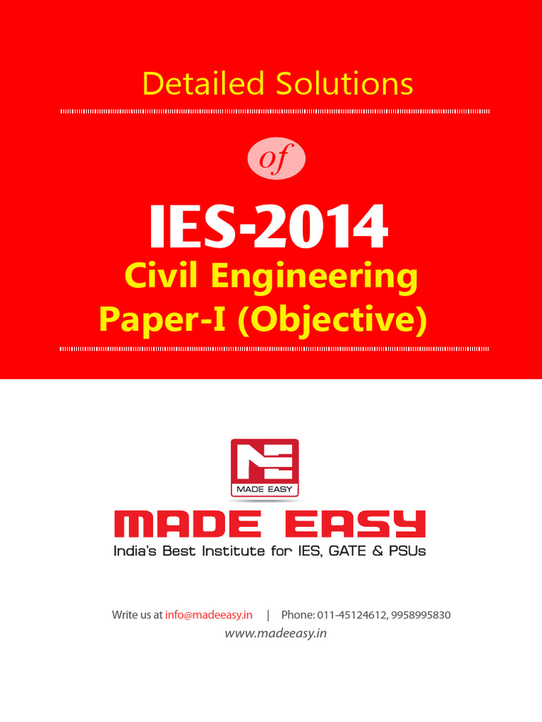 Detailed Solutions: Civil Engineering Paper-I (Objective) | PDF ...