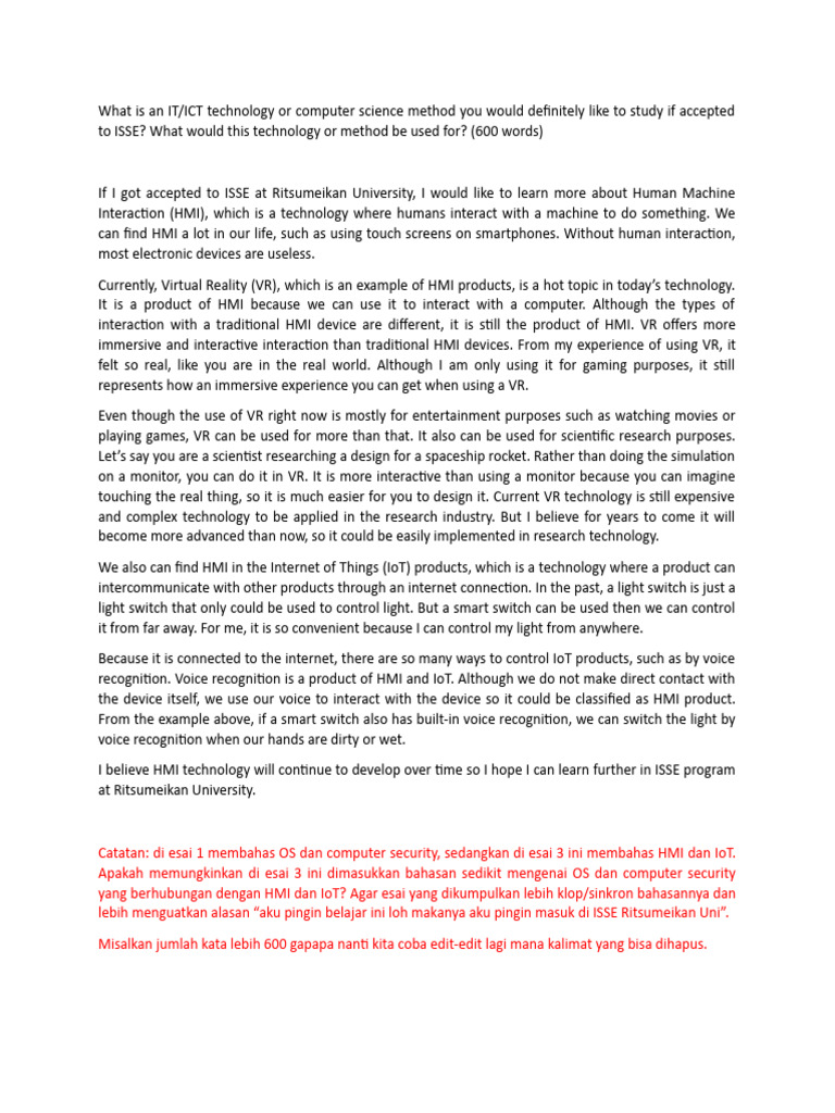 Ritsumeikan Essay 3 Revised-Edit | PDF | Virtual Reality | User Interface