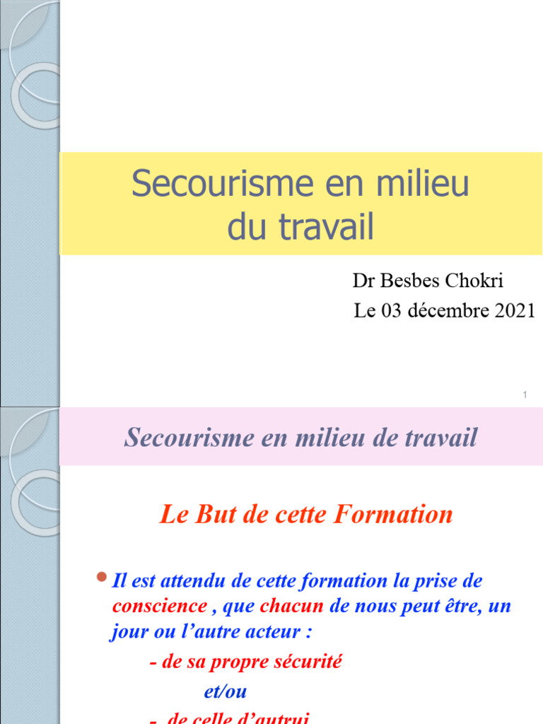 Formation Secourisme en Milieu de Travail | PDF | Dangers | Plaie