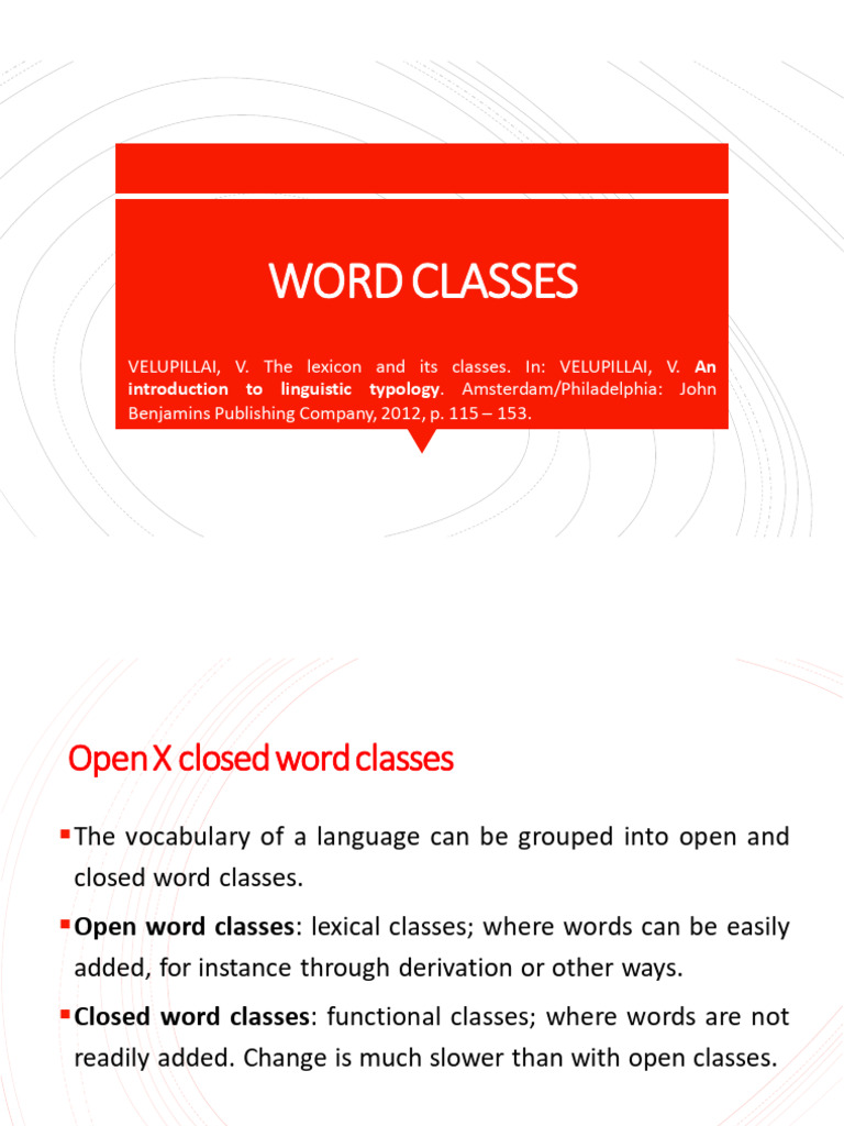Lessons 3 and 4 - Word Classes PDF | PDF | Part Of Speech | Preposition And Postposition
