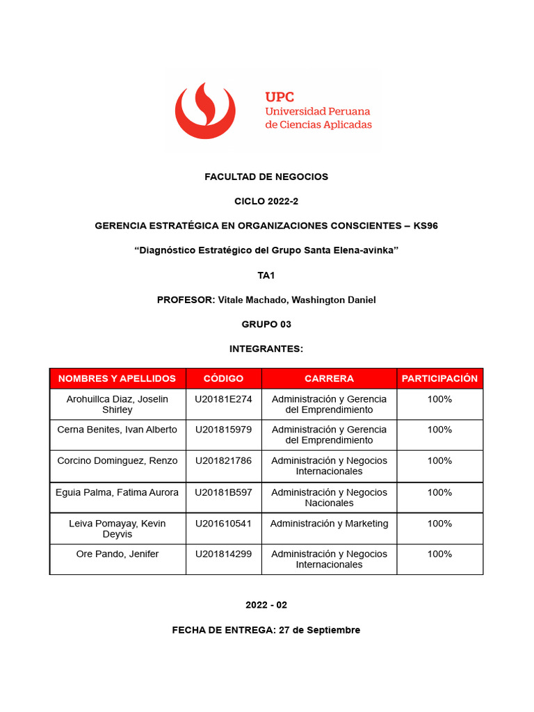 Ta1 - Grupo3 - Avinka - Nota 18.5 | PDF | Análisis FODA | Marketing