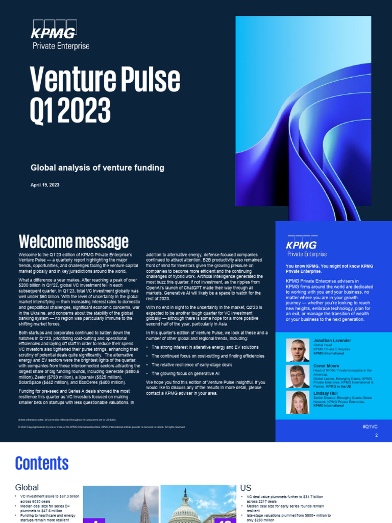 US Q1-2023 Venture Pulse - KPMG | PDF | Venture Capital | Corporate Finance US Q1-2023 Venture Pulse - KPMG | PDF | Venture Capital | Corporate Finance