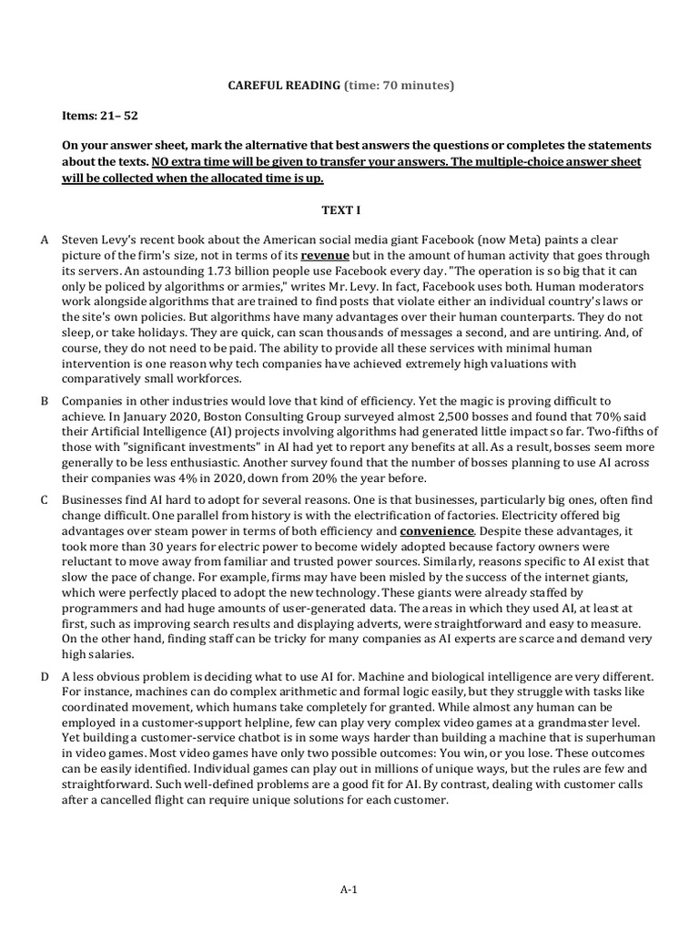Sample EPE - Careful Reading and Vocabulary | PDF | Artificial ...