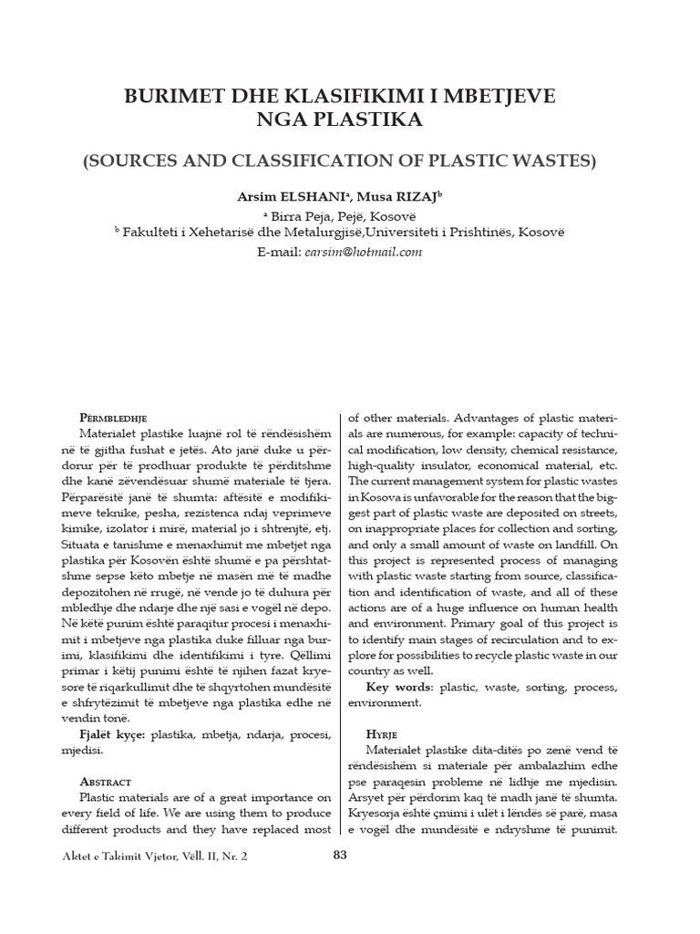 Plastika Dhe Burime e Duhura Per Prodhim | PDF