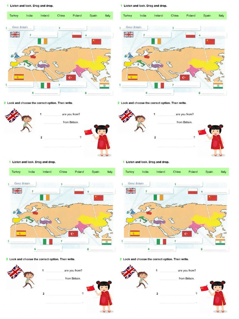 Countries and Nationalities Worksheet 3 | PDF