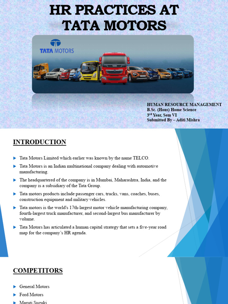 Presentation On HR Prac TATA MOTORS Aditi Mishra | PDF | Recruitment | Business